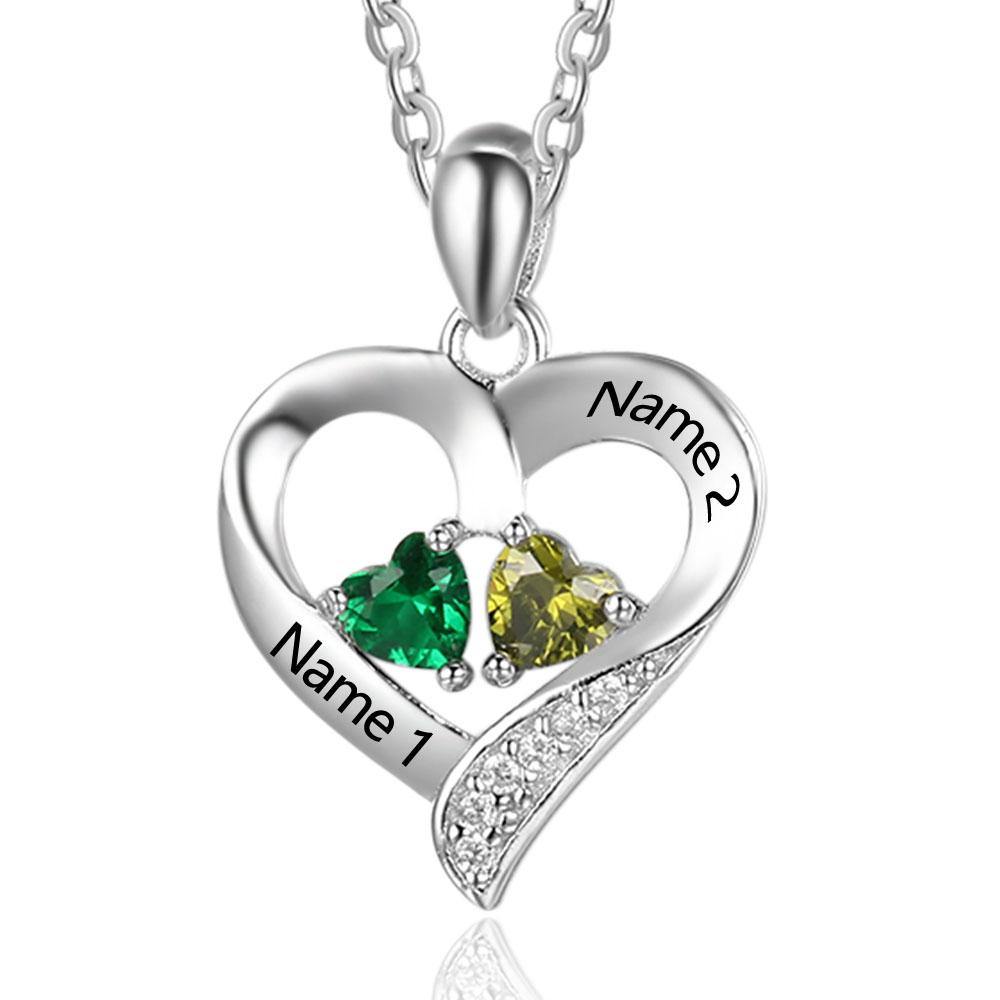 Birthstone Necklace For Mom 2 Stones